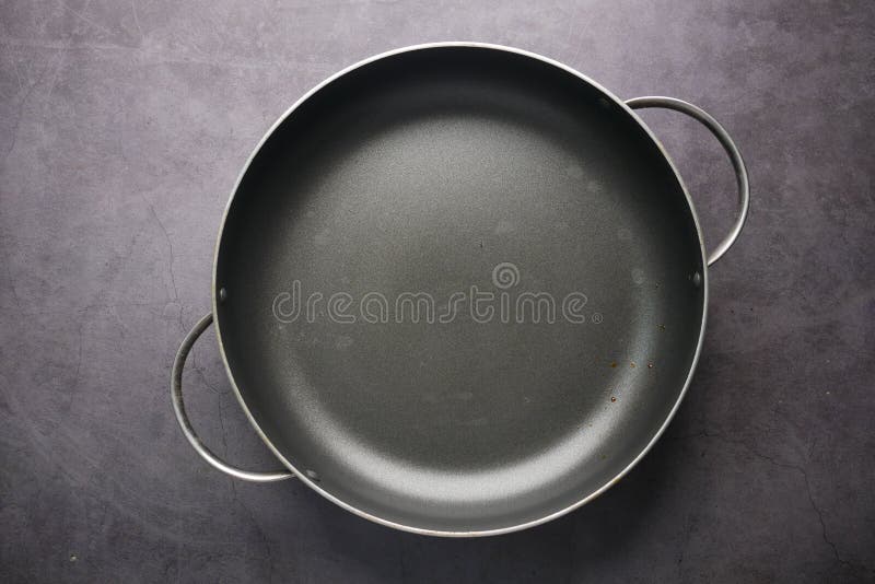 Top View of Empty Cooking Pan on Table Stock Image - Image of black ...