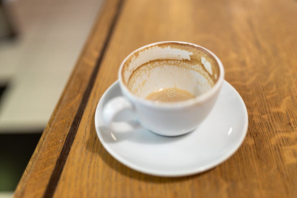 Top View Empty and Dirty Cup after Drinking Coffee Stock Image - Image ...