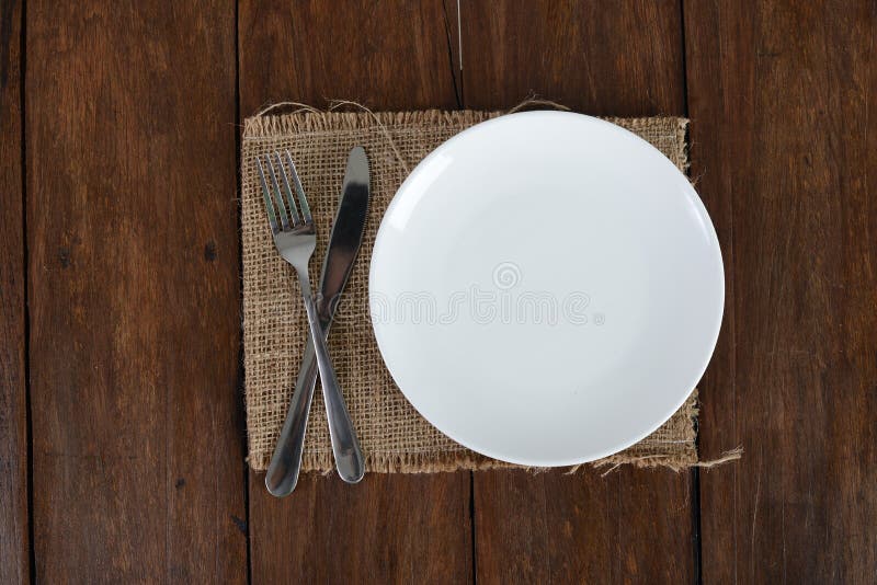 Top View Empty Dish on the Table Background Stock Image - Image of ...