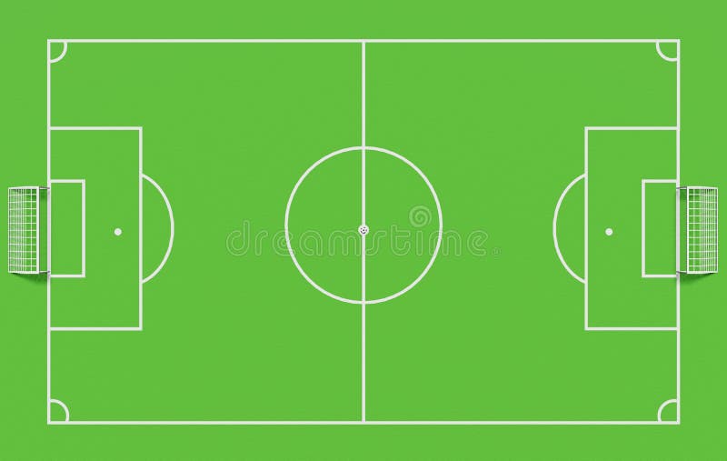 Top View of the Empty Football Field, Soccer Gates. 3d Render Stock ...