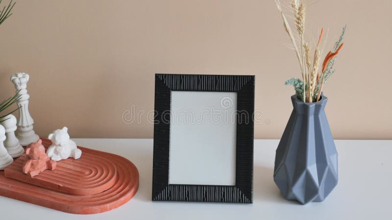 Top View of Empty Frame on Table Stock Video - Video of deco, mockup ...