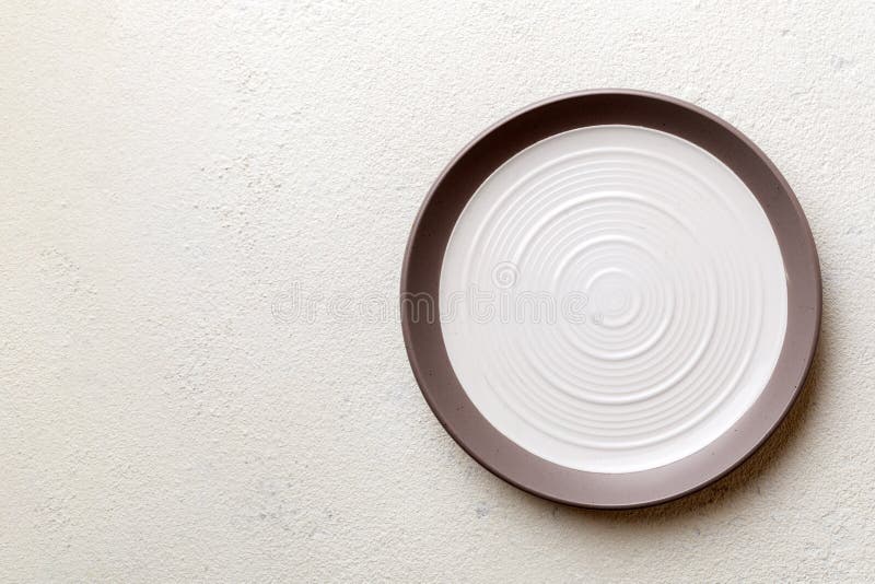 Top View of Empty Light Plate on Cement Background. Empty Space for ...