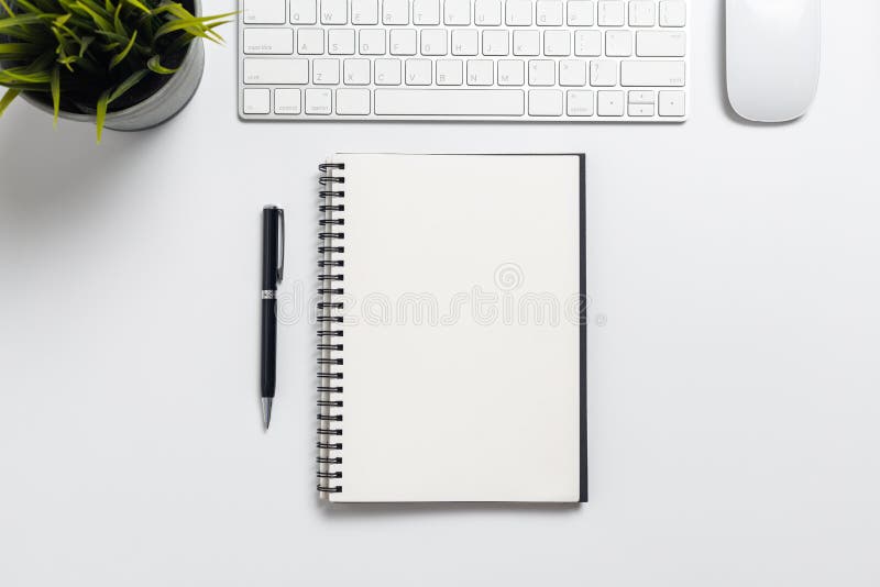 Top View, Empty Notebook and Office Supplies on the Desk Stock Image ...