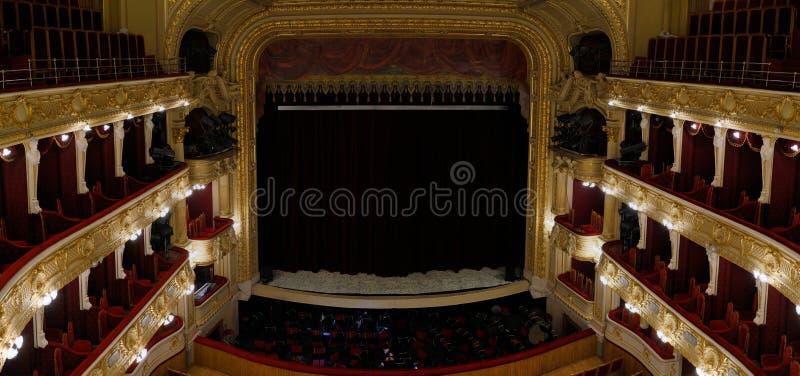 Top View of Empty Opera House Stage with Close Curtains Stock Photo - Image of concert, inside ...