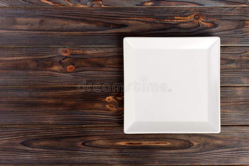 Top View Empty Plate on Rustic Wooden Table with Copy Space Stock Image ...