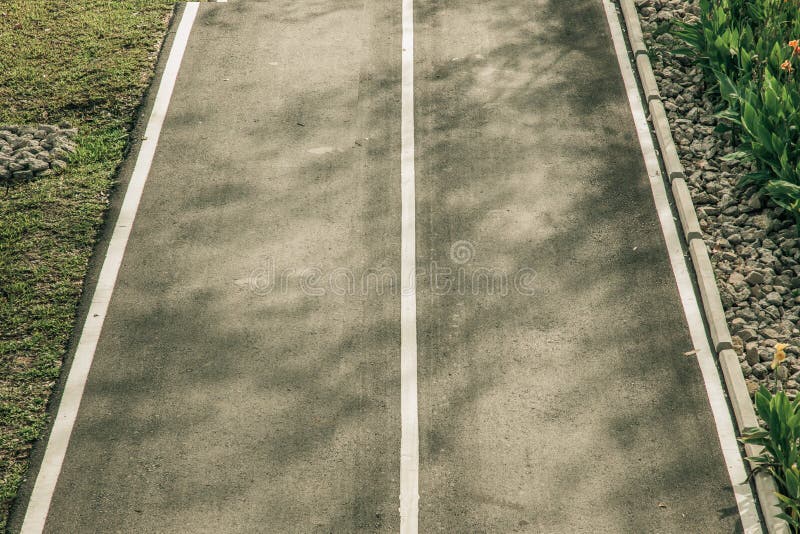Top View of Empty Road Texture with Straight Lines in White Line on ...