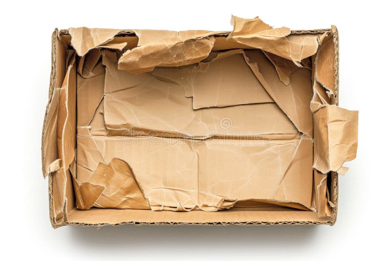 Top View of Empty Torn Cardboard Box Isolated Stock Illustration ...