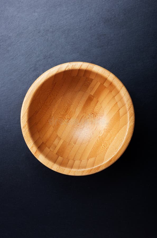 Top View of an Empty Wooden Bowl Stock Photo - Image of cuisine, book ...