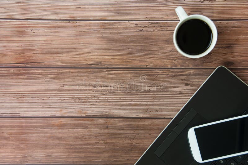 Top View of Empty Wooden Desk with Customizable Space for Text or Ideas ...