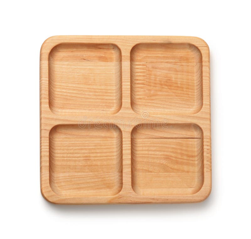 Empty Wooden Square 4 Compartments Serving Dish Stock Photo - Image of ...