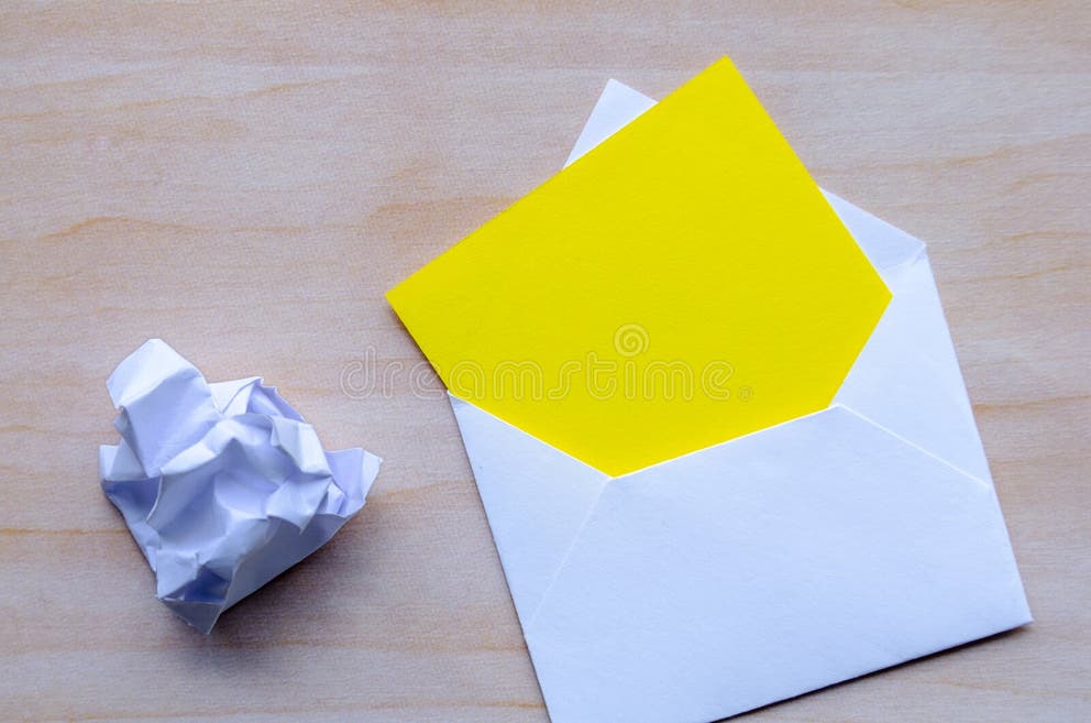 Top View of Empty Yellow Notepad Inside an Envelope with Customizable ...
