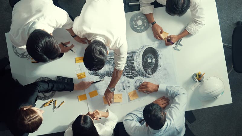 Top View of Engineer Team Writing Idea on Sticky Notes at Meeting ...