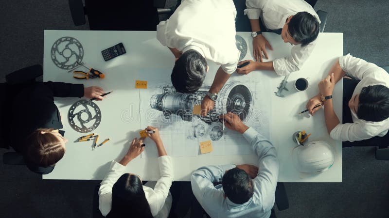 Top View of Engineer Team Writing Idea on Sticky Notes at Meeting ...