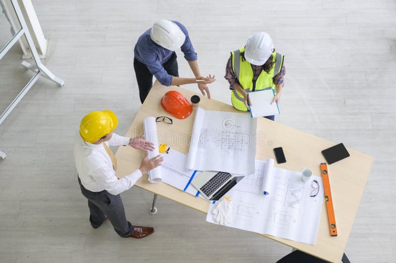 Top View of Engineering People are Meeting , Engineering People ...