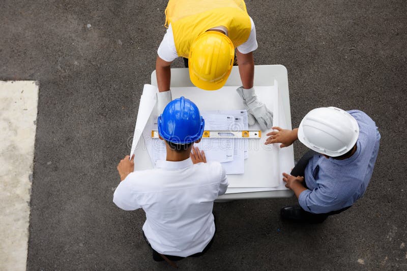 Top View of Engineering Team Look Plan Stock Photo - Image of ...