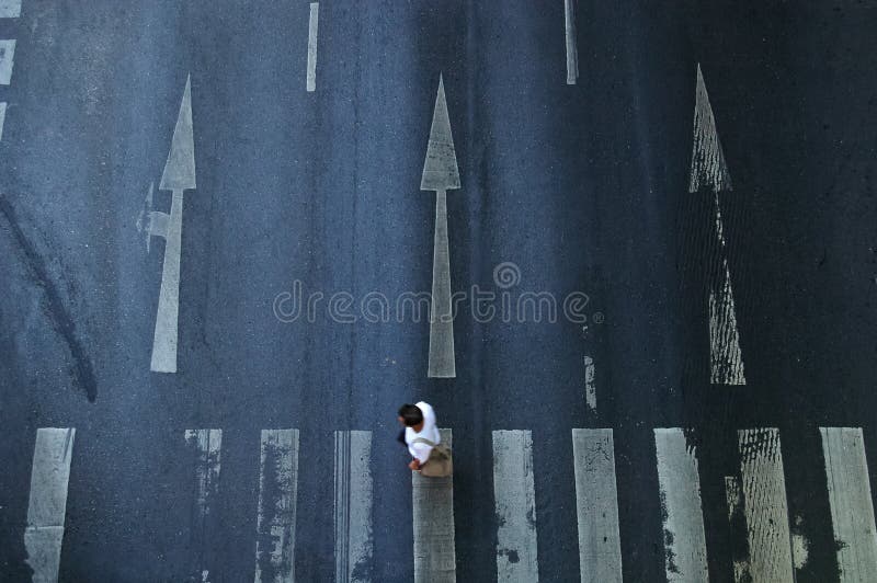 Top View of Eople Crossing Street on Crosswalk Stock Photo - Image of ...