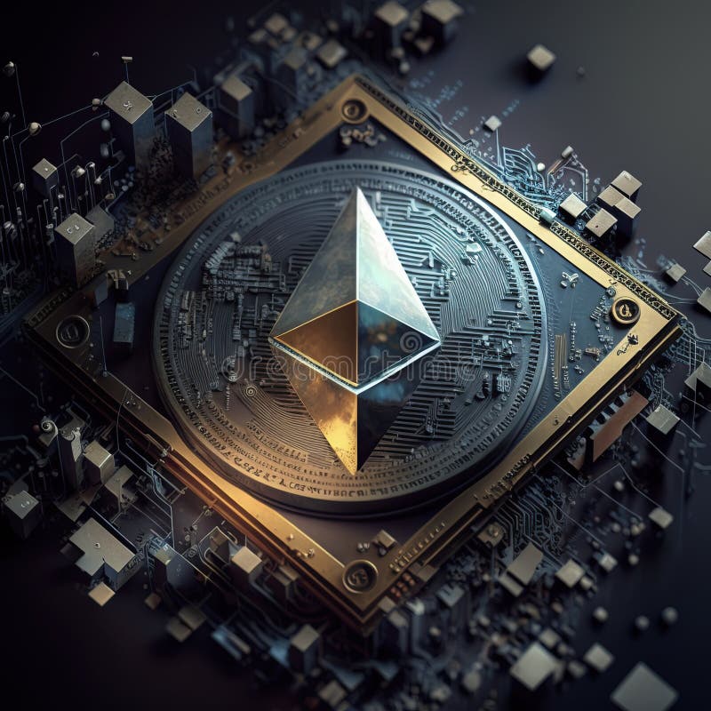 Ethereum Symbol on GPU Device for Mining. Generative AI Editorial ...