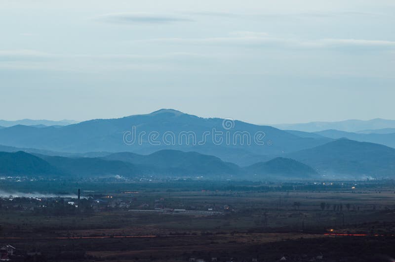 Top View on the Evening City of Khust, Transcarpathia Ukraine Stock ...