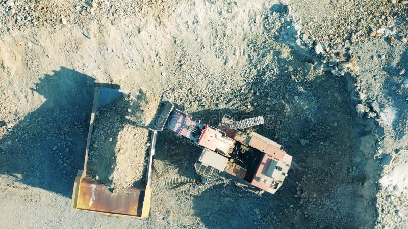 Excavator is Digging Copper Ore in a Top View Stock Footage - Video of ...