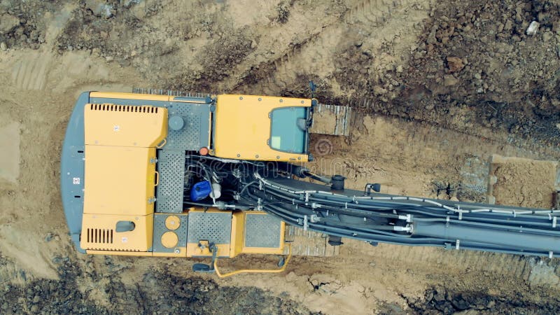 Top View of an Excavator Digging Sand. Excavator Digging Soil at a ...