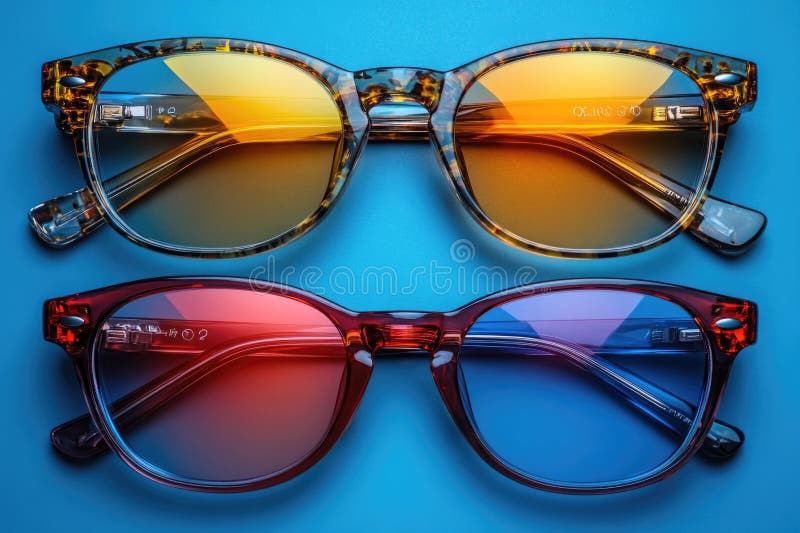 Top View of Eyeglasses with Various Lenses: Exploring Vision Correction ...