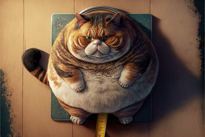 Top View of Fat Cat on Scale Created with Generative AI Technology ...