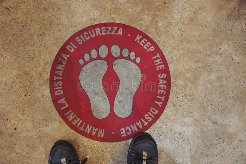 Top View of Feet Standing beside Circle with Text in Public Space Stock ...