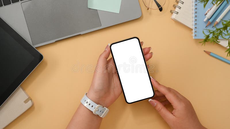 Top View, Female Hands Typing on Laptop Keyboard Computer Stock Photo ...