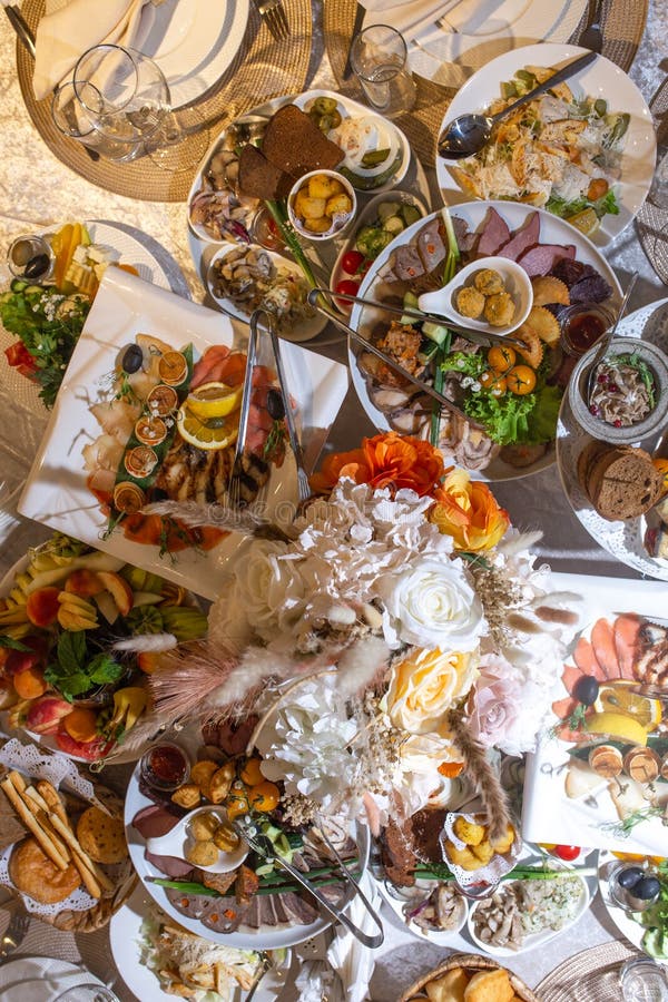 Top View of the Festive Banquet Table at the Event Top View Stock Photo ...