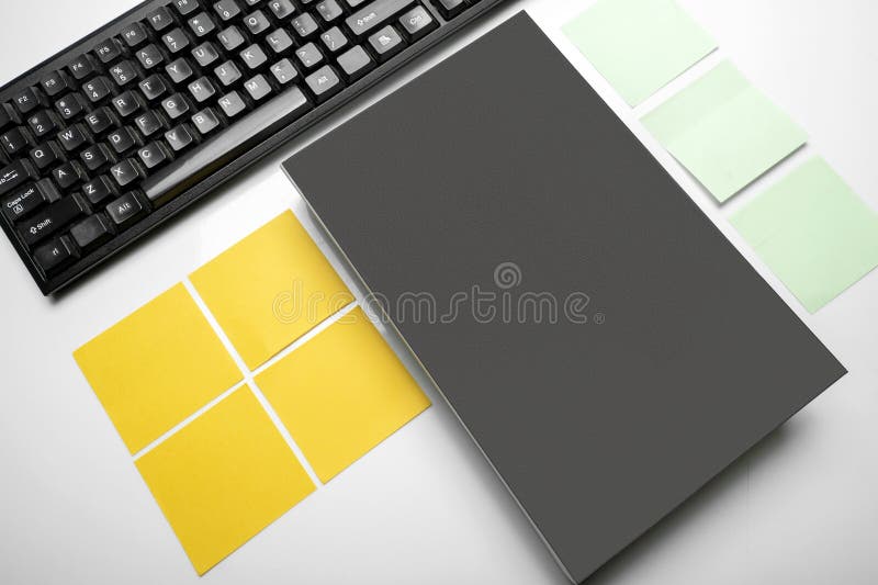 Top View of Fffice Supplies of Computer Keyboard, Sticky Notes and ...