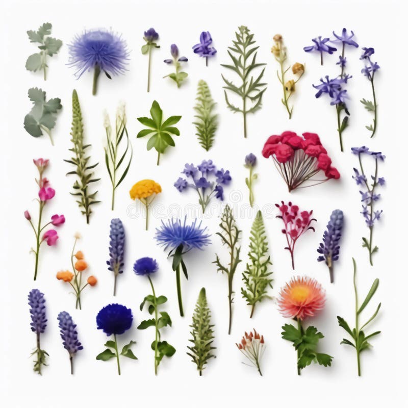 A Top View of a Field of Wildflowers. Isolated White Background. AI ...