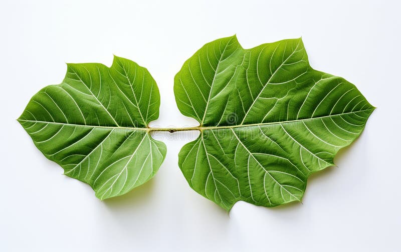 Top View of Fig Tree Leaf on White Background -Generative Ai Stock ...