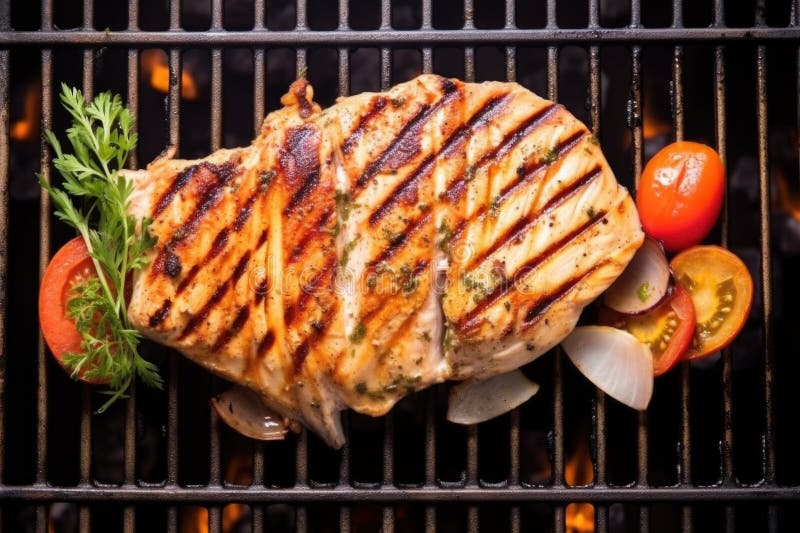 Top View of Fish Steak with Grill Marks Stock Illustration ...
