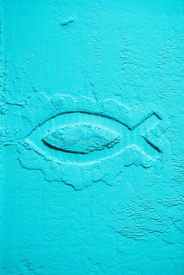 Top View of Fish Symbol in Blue Stock Photo - Image of fish, bright ...