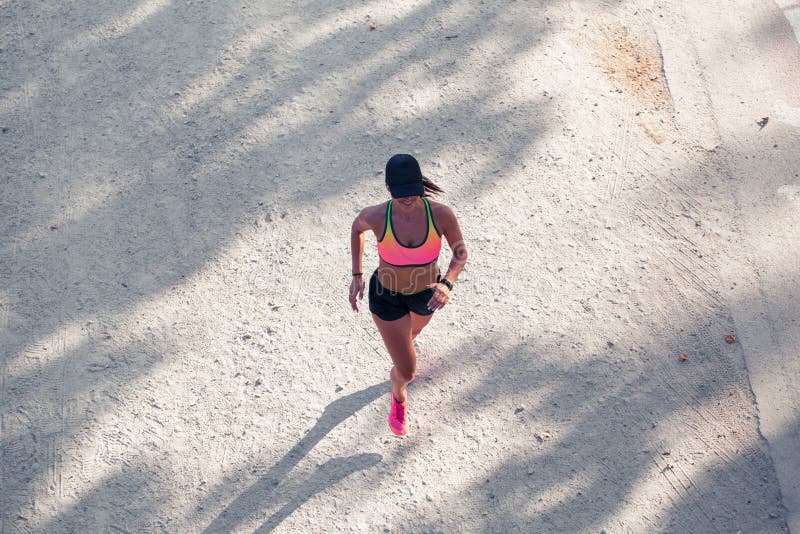 Top View of a Fit Woman Runner Stock Image - Image of view, young: 80065359