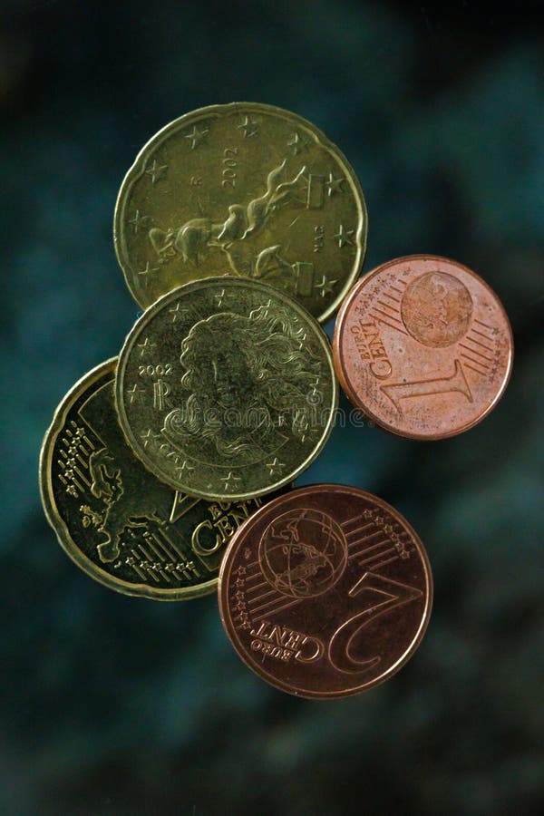 Top View on Different Euro Coins Lying on Glass Table Stock Image ...