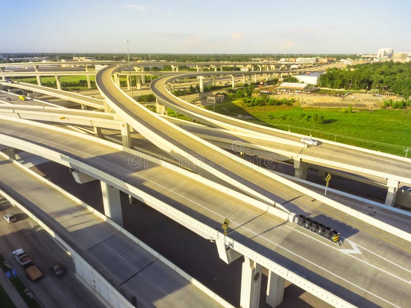 Top View Five-level Stack Interchange Expressway in Houston, Tex Stock ...