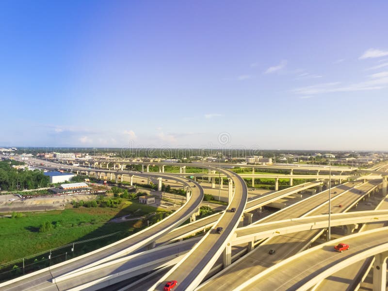 Top View Five-level Stack Interchange Expressway in Houston, Tex Stock ...