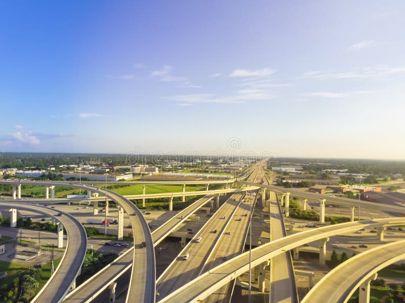 Top View Five-level Stack Interchange Expressway in Houston, Tex Stock ...