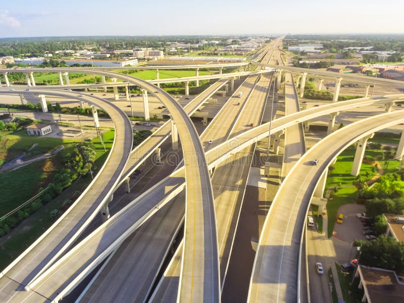 Top View Five-level Stack Interchange Expressway in Houston, Tex Stock ...