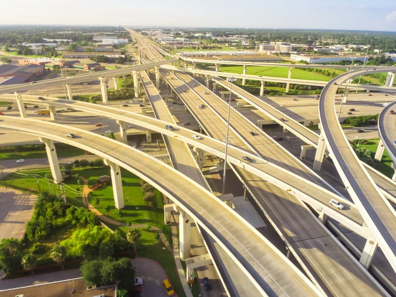 Top View Five-level Stack Interchange Expressway in Houston, Tex Stock ...