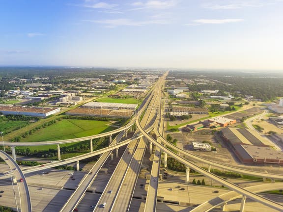 Top View Five-level Stack Interchange Expressway in Houston, Tex Stock ...