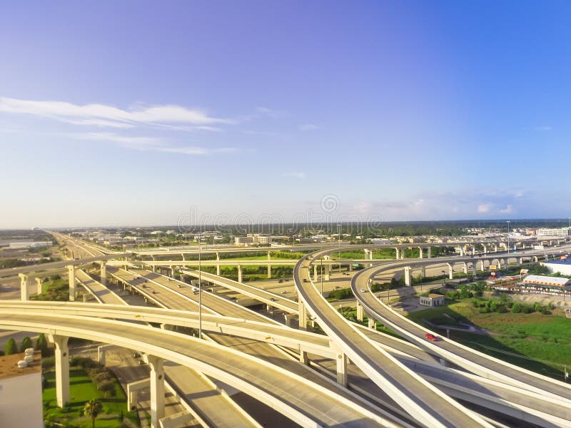 Top View Five-level Stack Interchange Expressway in Houston, Tex Stock ...