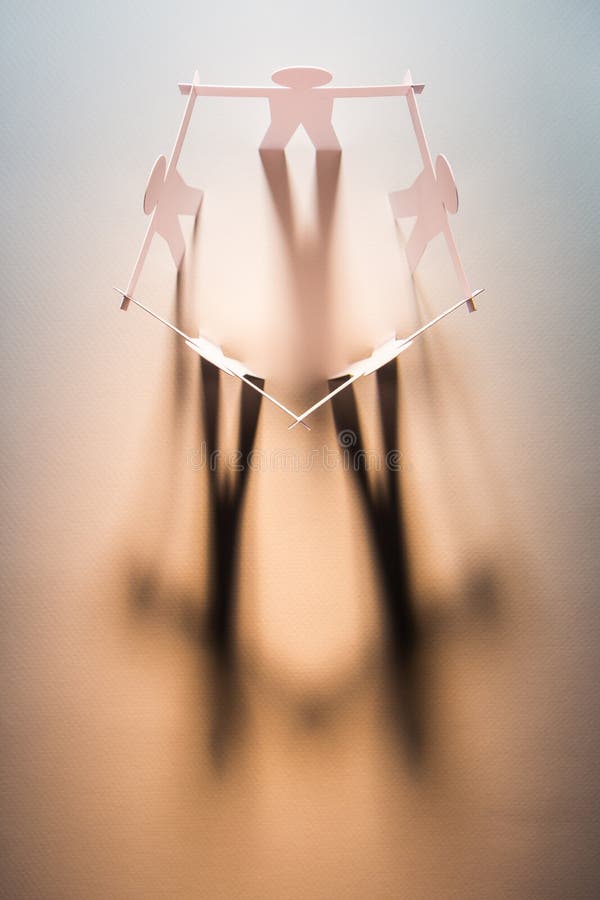 Team Five Cooperate in Light and Shadow Stock Image - Image of abstract ...