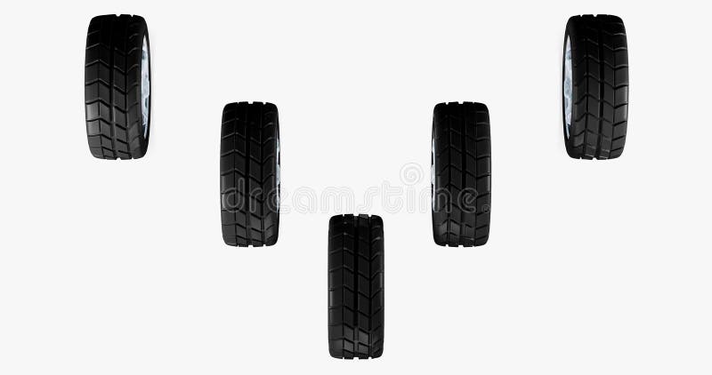 Top View of Five Sport Wheels in V Shape Stock Illustration ...