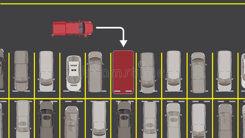 Top View Flat of Car Vehicle with Spot in Parking Lot Stock Vector ...