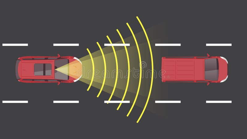 Top View Flat Cartoon Car Vehicle High End Sensor Radar Autonomous ...