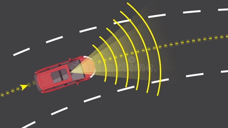 Top View Flat Cartoon Car Vehicle High End Sensor Radar Autonomous ...