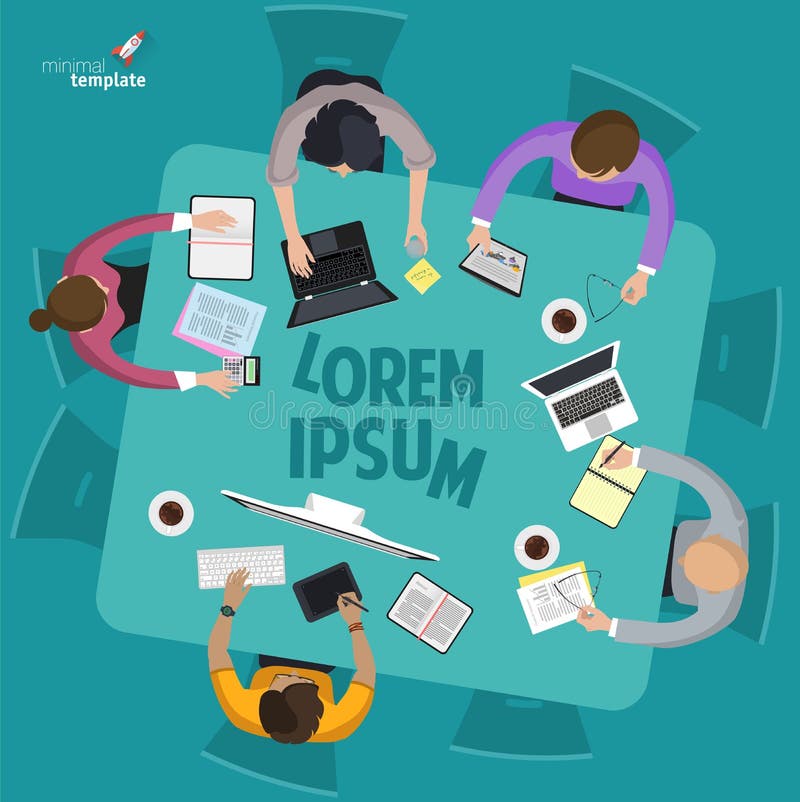 Top View Flat Design Vector Office People Stock Vector - Illustration ...