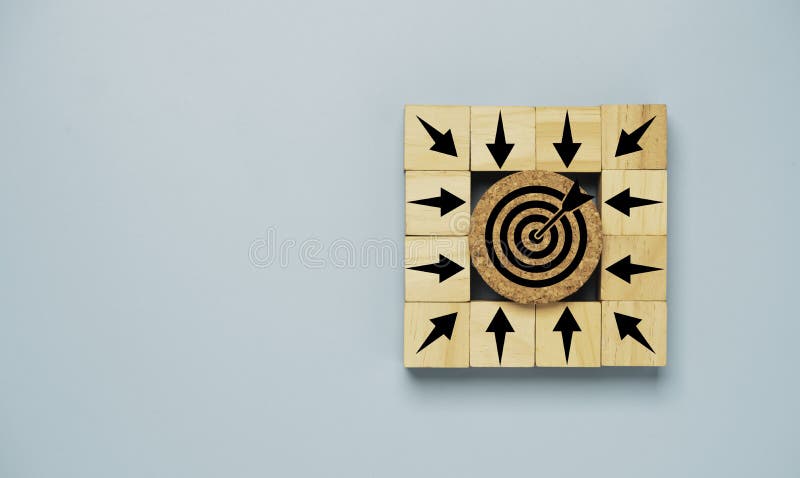 Top View or Flat Lay Design of Target Board among Black Arrow for Focus ...